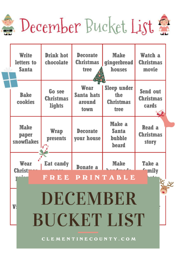 Free December Bucket List Printable | Clementine County