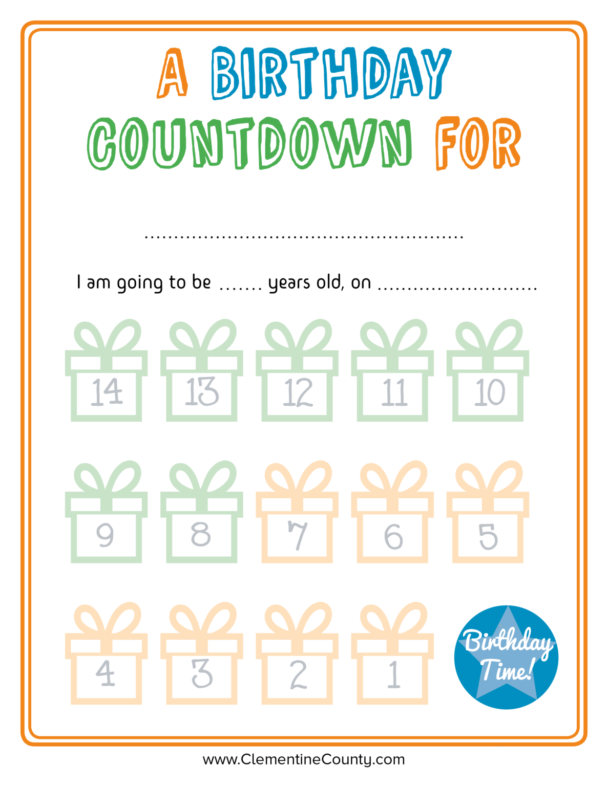 Free Birthday Countdown Printable | Clementine County