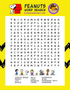 Free Peanuts Characters Word Search | Clementine County
