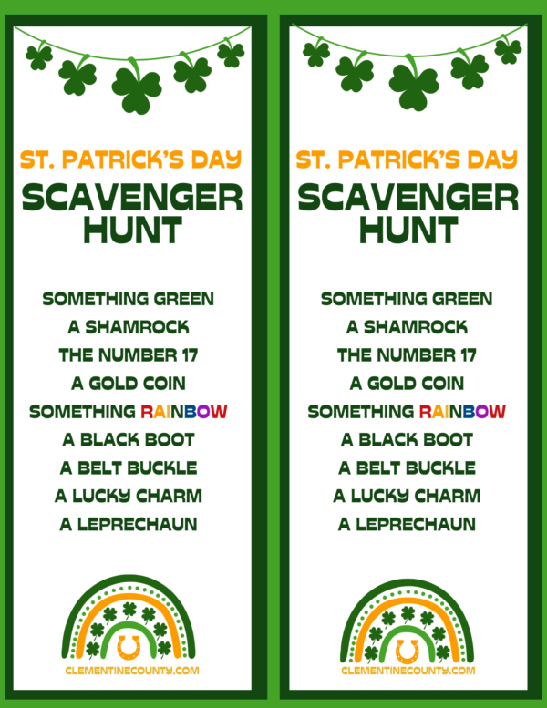Free St. Patrick’s Day Scavenger Hunt | Clementine County
